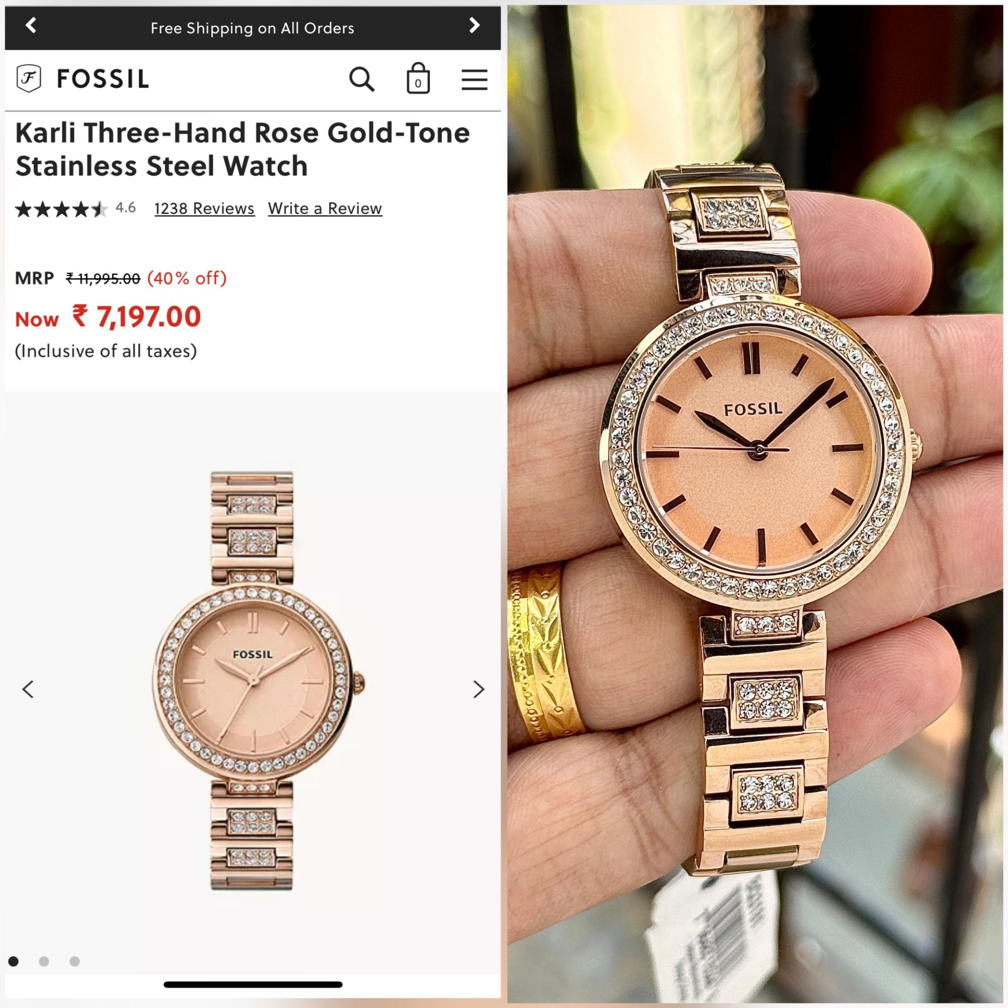 Fossil Karli Three-Hand 7AAA Japan 3299/- – Luxury Hack